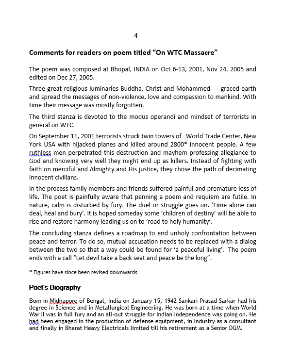 Comments for readers for Poem "On WTC Massacre" | National September 11 ...